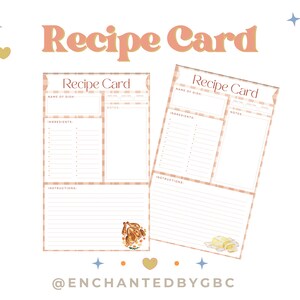 Chicken Recipe Card, Recipe Card Template Downloadable Recipe Card ...