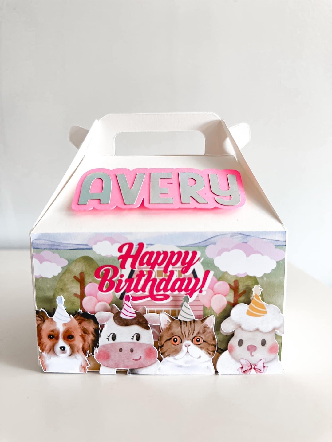 Farm Birthday Gable Box, Farm Animal Themed Gable Box, Physical Product ...