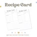 Chicken Recipe Card, Recipe Card Template Downloadable Recipe Card ...