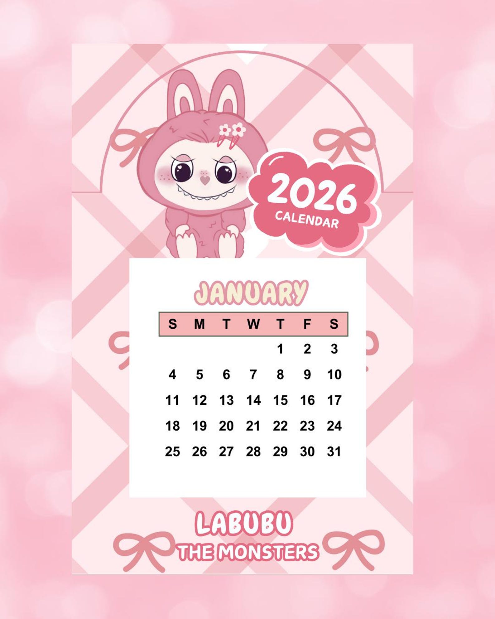 Labubu Magnetic Calendar, the Monsters 2026, New Year Gift, Magnetic ...