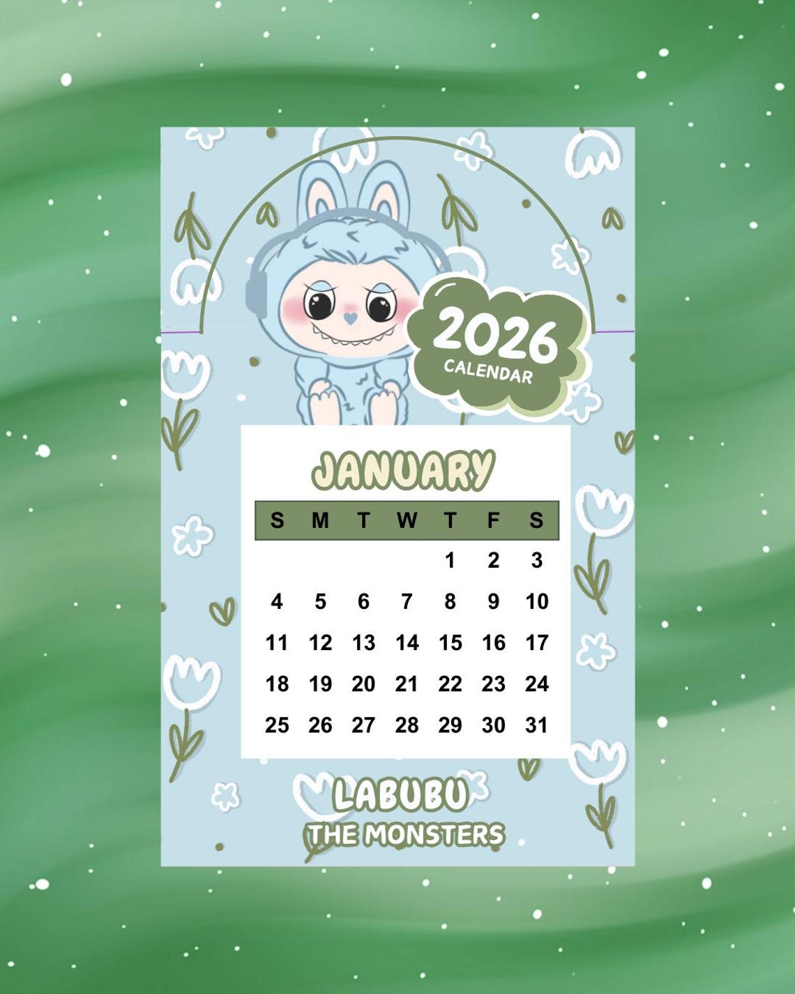 Labubu Magnetic Calendar, the Monsters 2026, New Year Gift, Magnetic ...