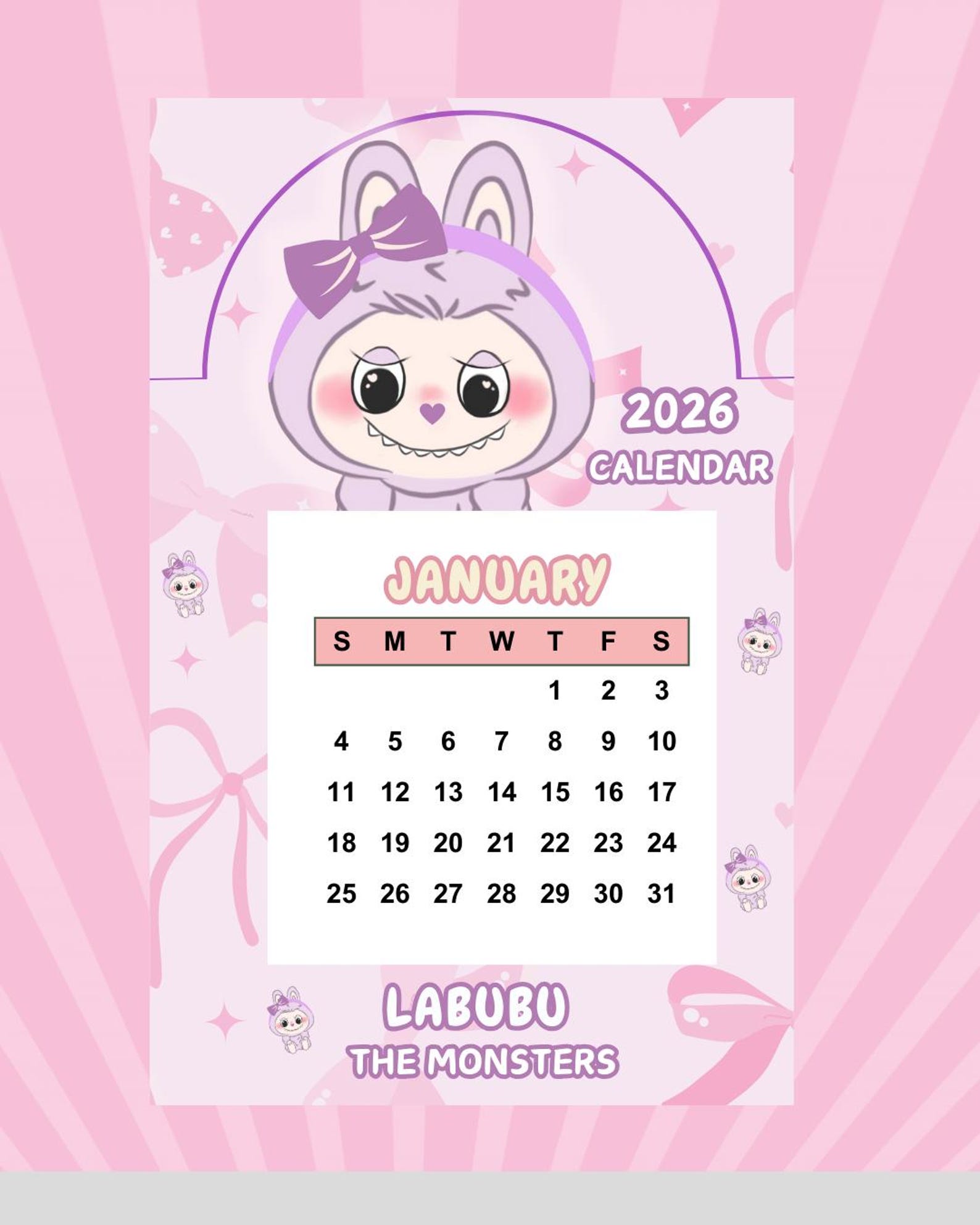 Labubu Magnetic Calendar, the Monsters 2026, New Year Gift, Magnetic ...
