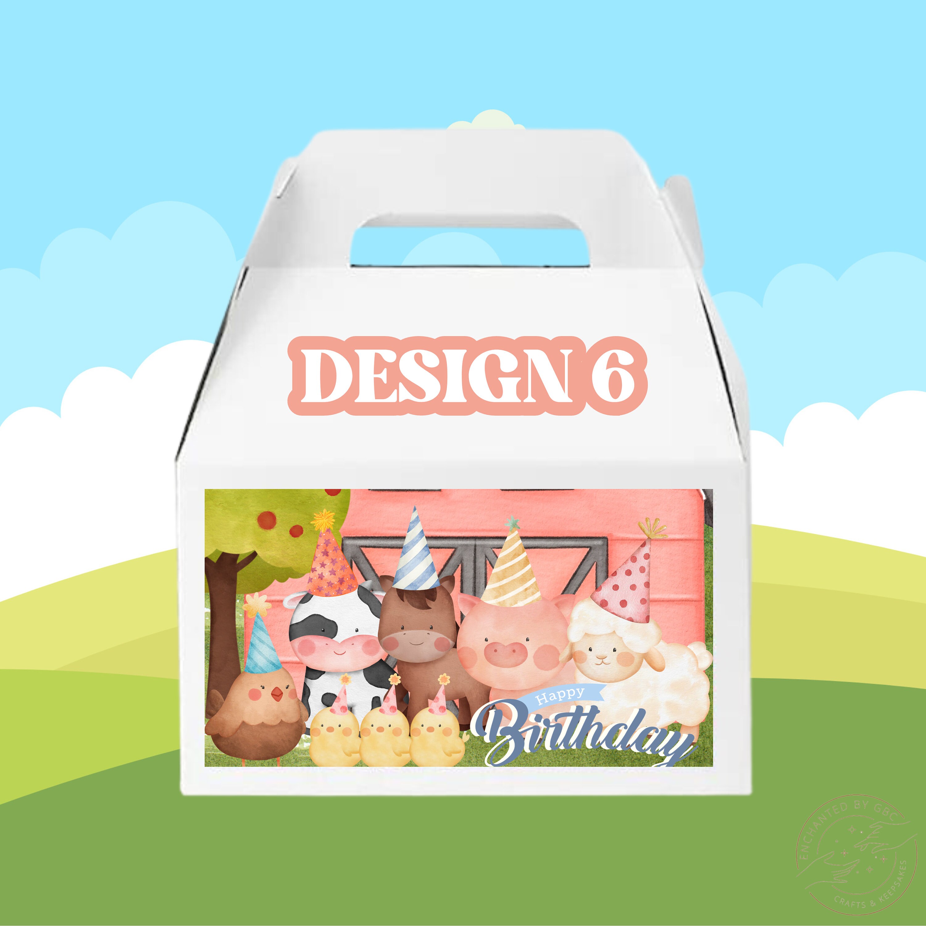 Farm Birthday Gable Box, Farm Animal Themed Gable Box, Physical Product ...