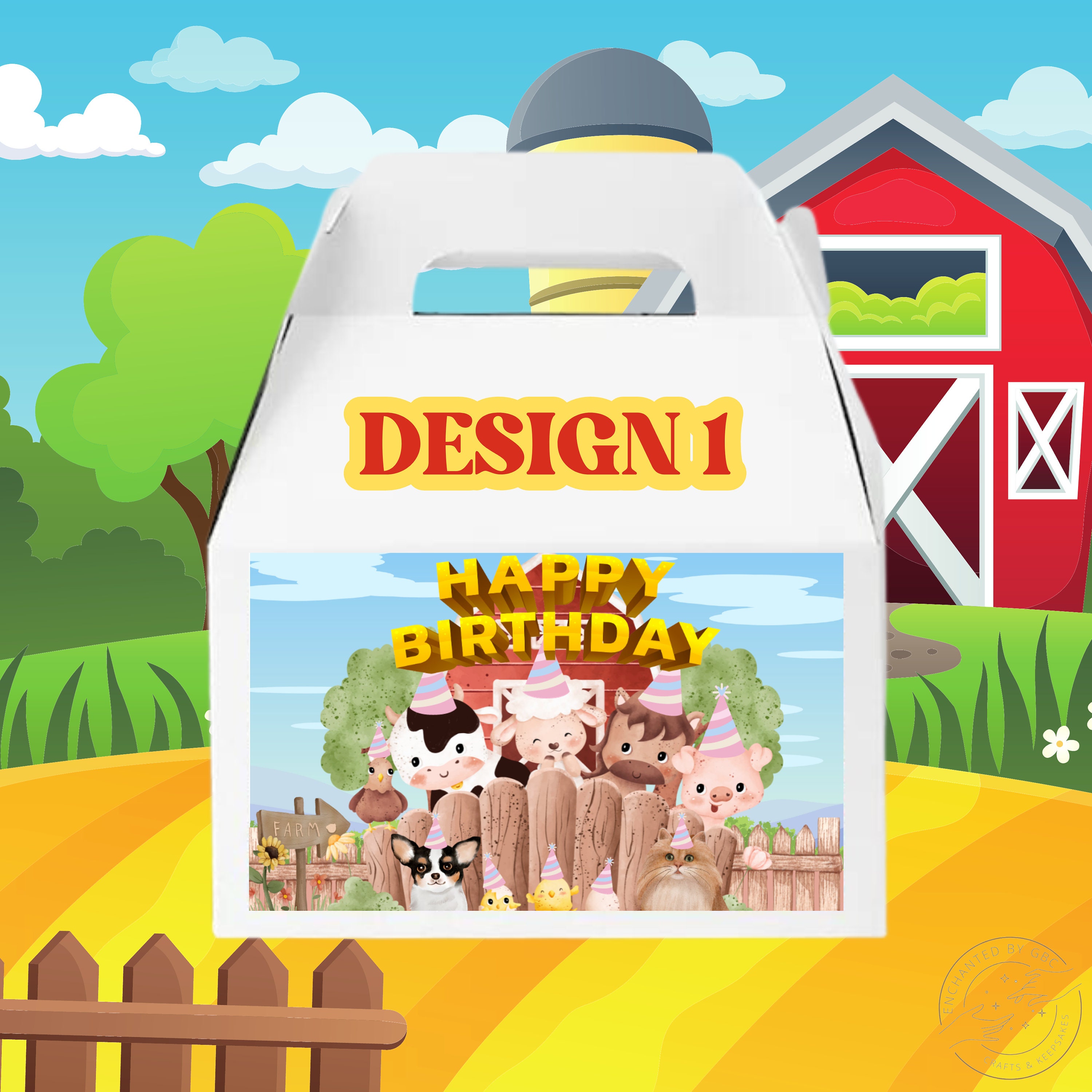 Farm Birthday Gable Box, Farm Animal Themed Gable Box, Physical Product ...
