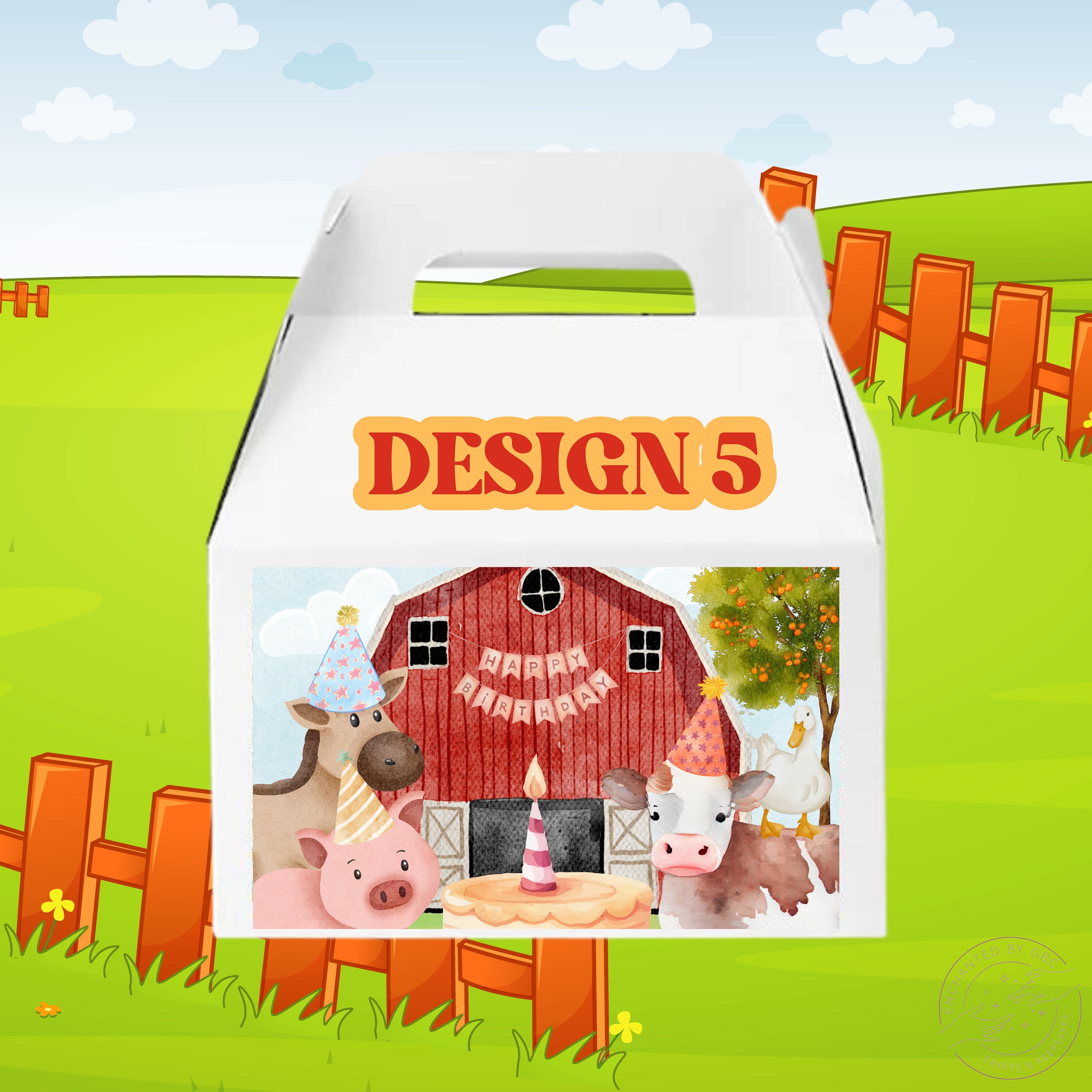 Farm Birthday Gable Box, Farm Animal Themed Gable Box, Physical Product ...