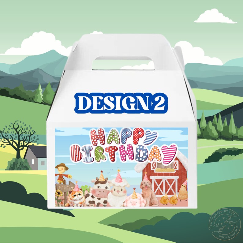 Farm Birthday Gable Box, Farm Animal Themed Gable Box, Physical Product ...