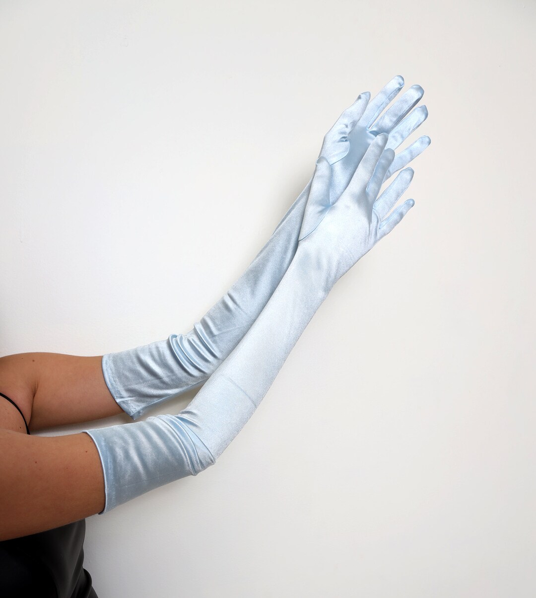 Top Quality Light Blue 23-inch Over the Elbow Extra-long A-grade Bridal ...
