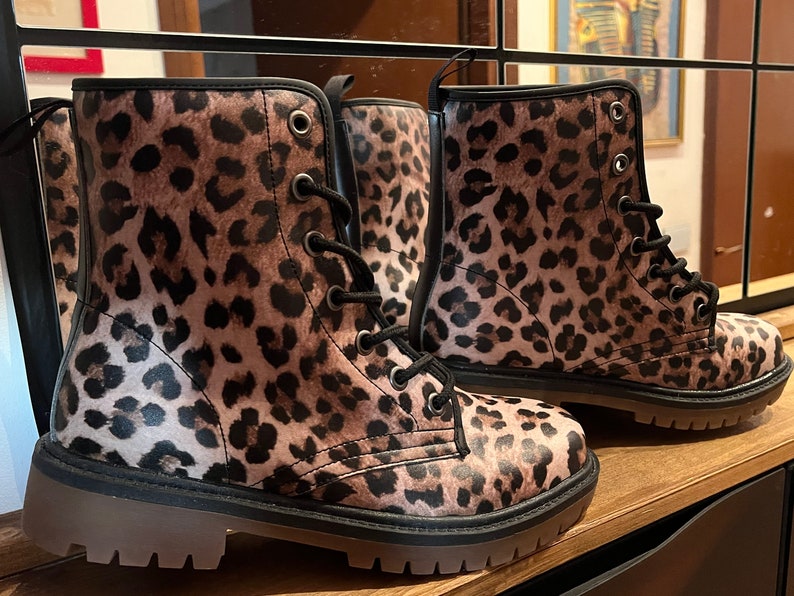 Leopard Print Vegan Leather Boots - Etsy
