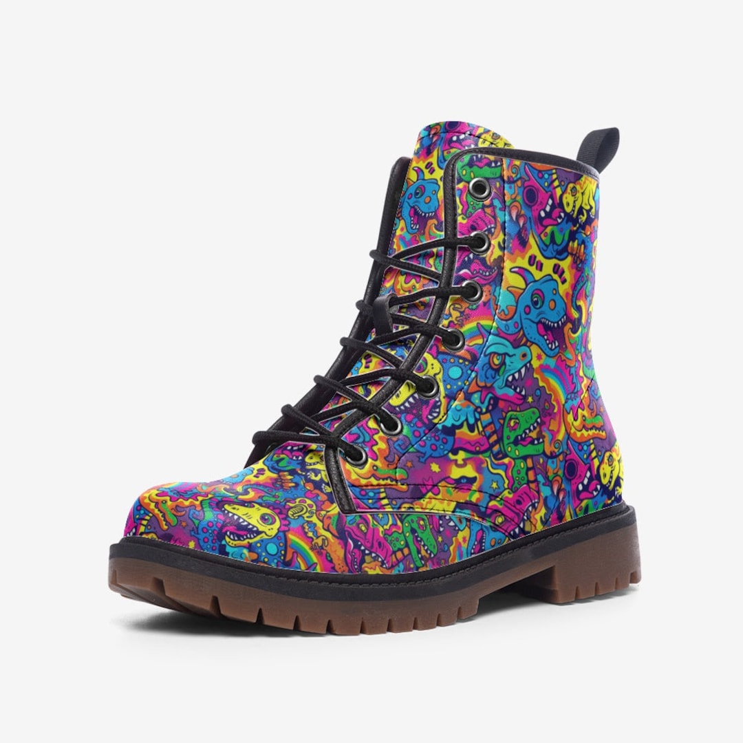 Scary Pop Dino Vegan Leather Boots - Etsy