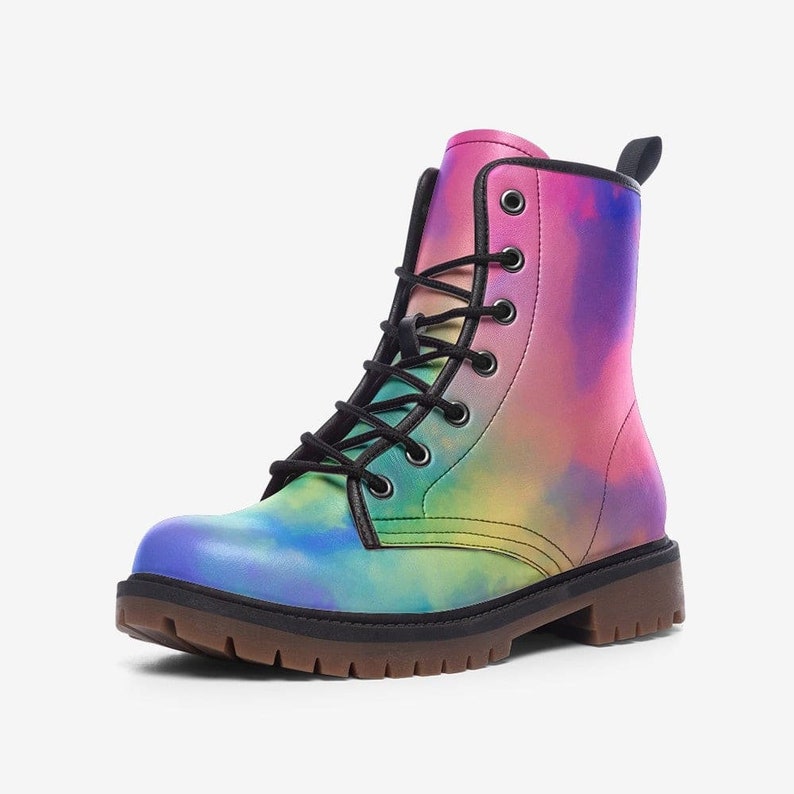 Rainbow Clouds Vegan Leather Lightweight Boots MT - Etsy