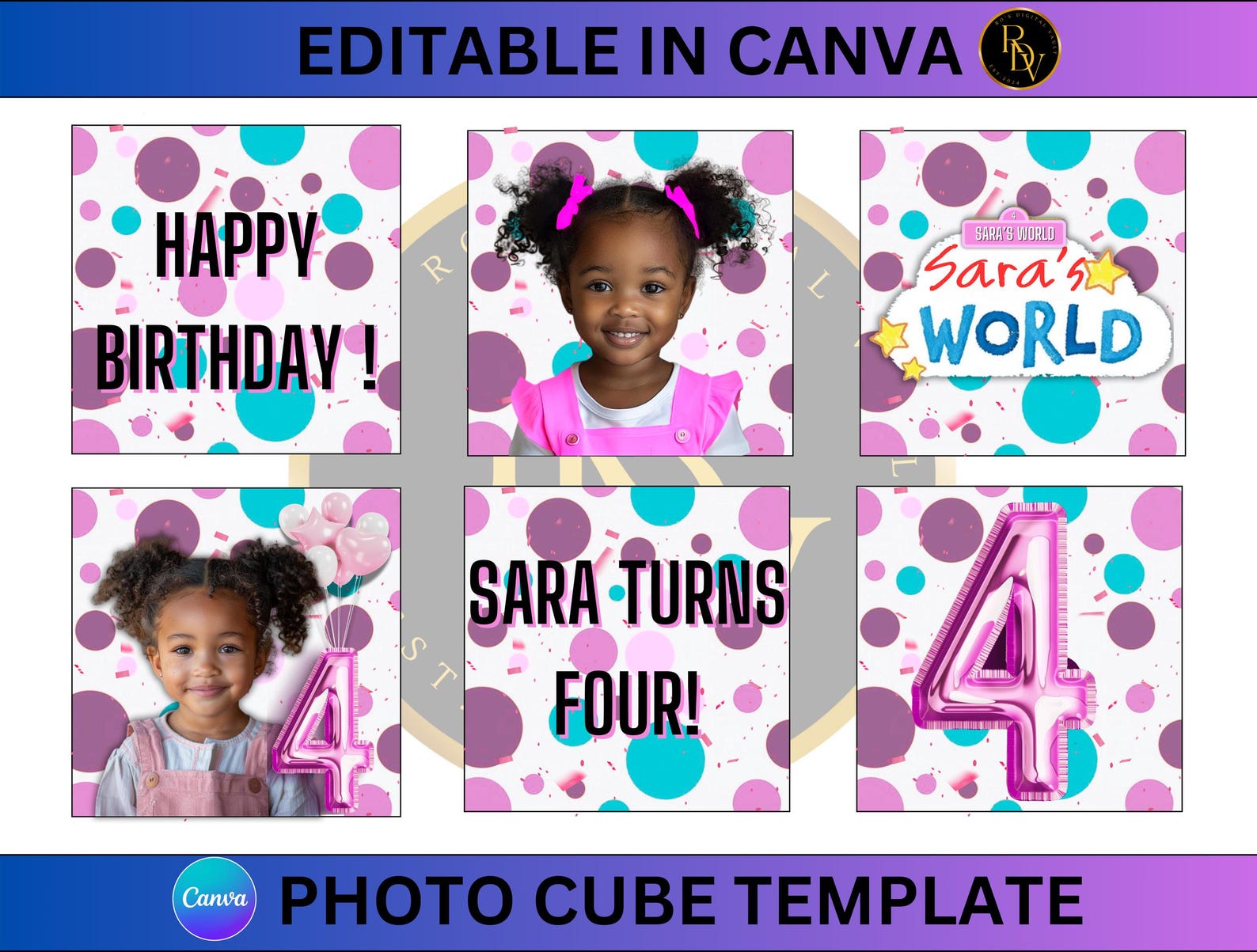 Blank Photo Cube Editable Canva Template, Photo Cube, Custom Photo Cube ...