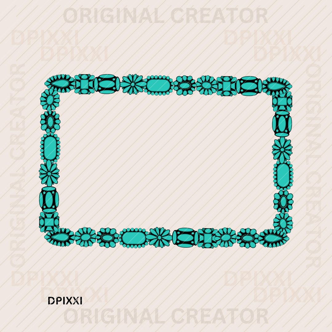 Square Turquoise Frame Png * Checker Shape Digital Download Western ...