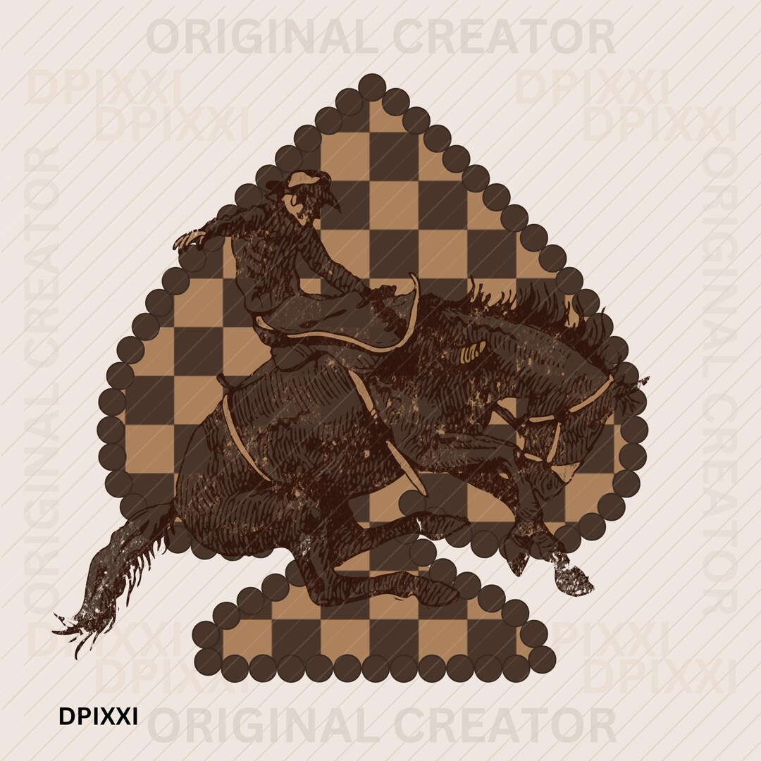 Retro Rodeo Western Png, Checkered Print Cowboy, Western PNG, Png File ...