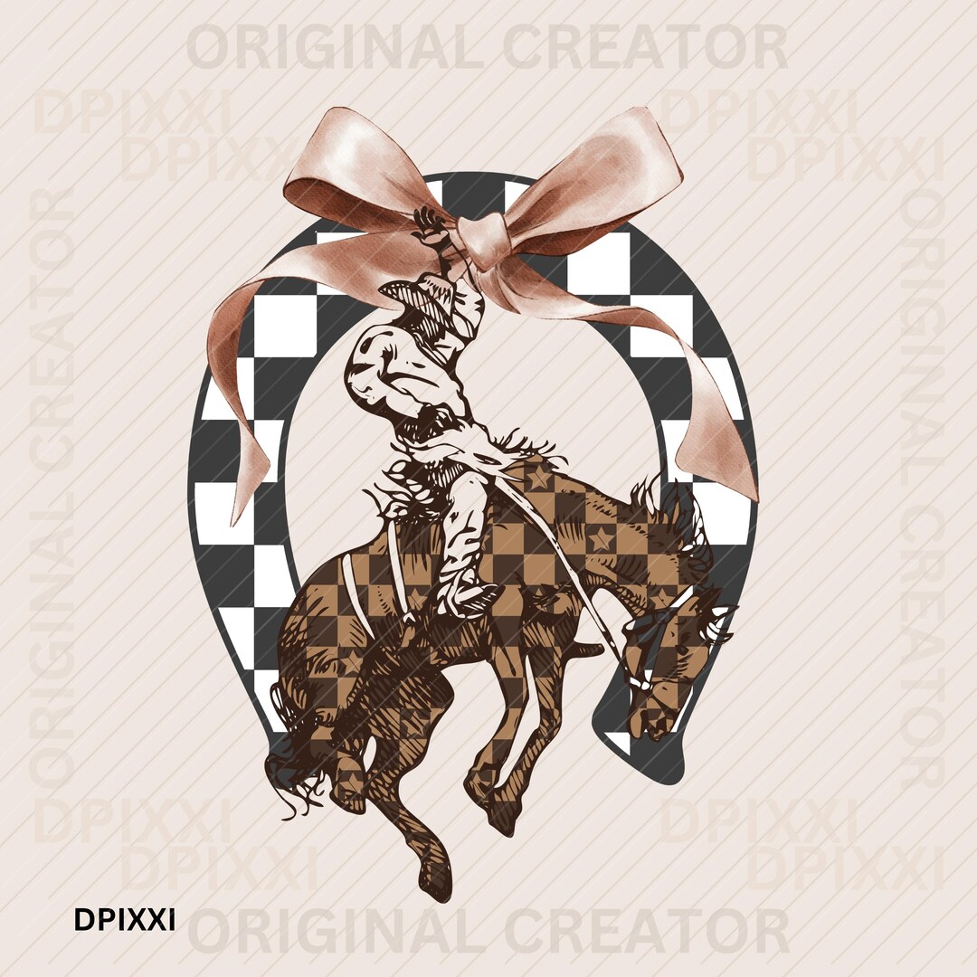 Cowboy Bow Checker Horse PNG * Checker Horsehoe, Cowgirl PNG, Western ...