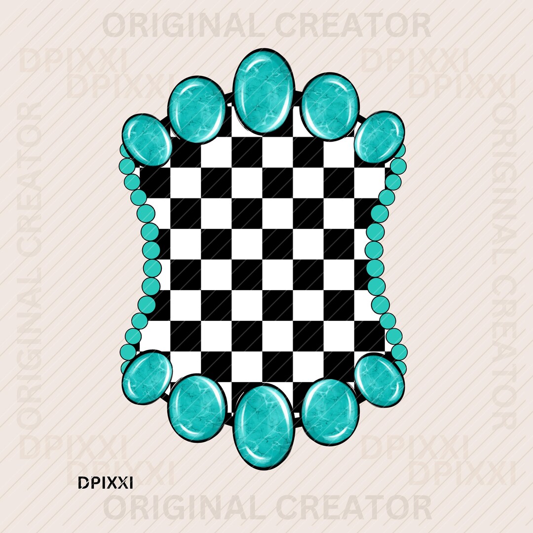 Turquoise Rectangle Checker Digital Frame Printable Png * Shape Digital ...