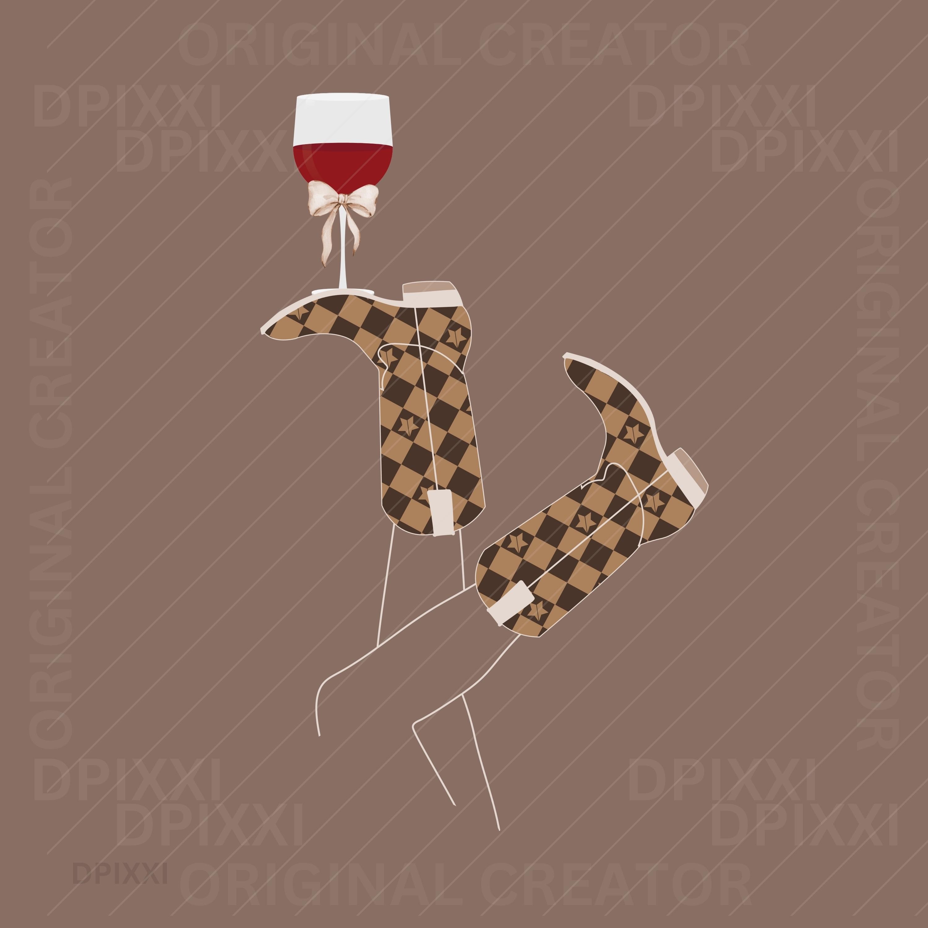 Red Wine Bow Cowgirl Checker Boots PNG * Digital Download, Coquette ...