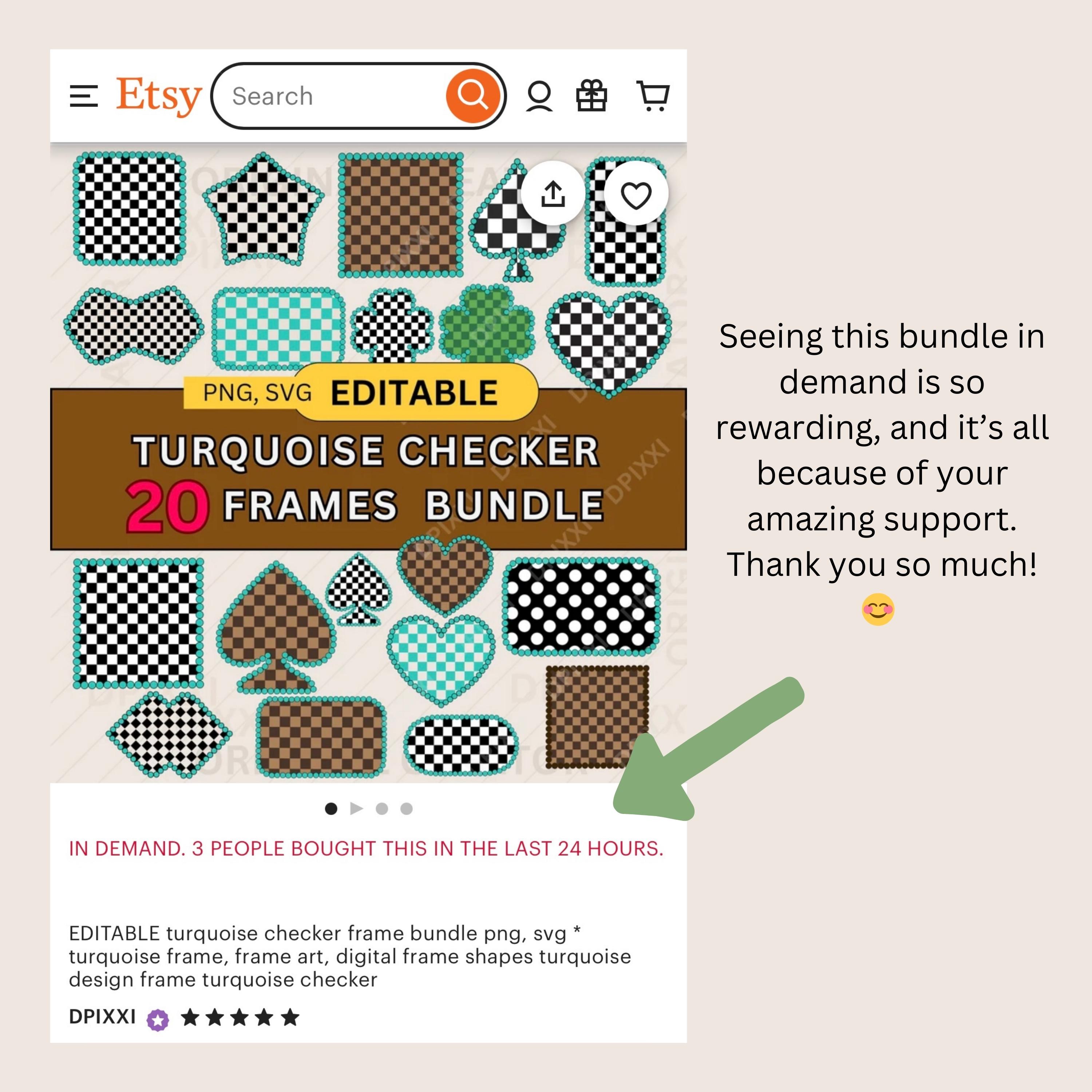 EDITABLE Turquoise Checker Frame Bundle Png, Svg * Turquoise Frame ...