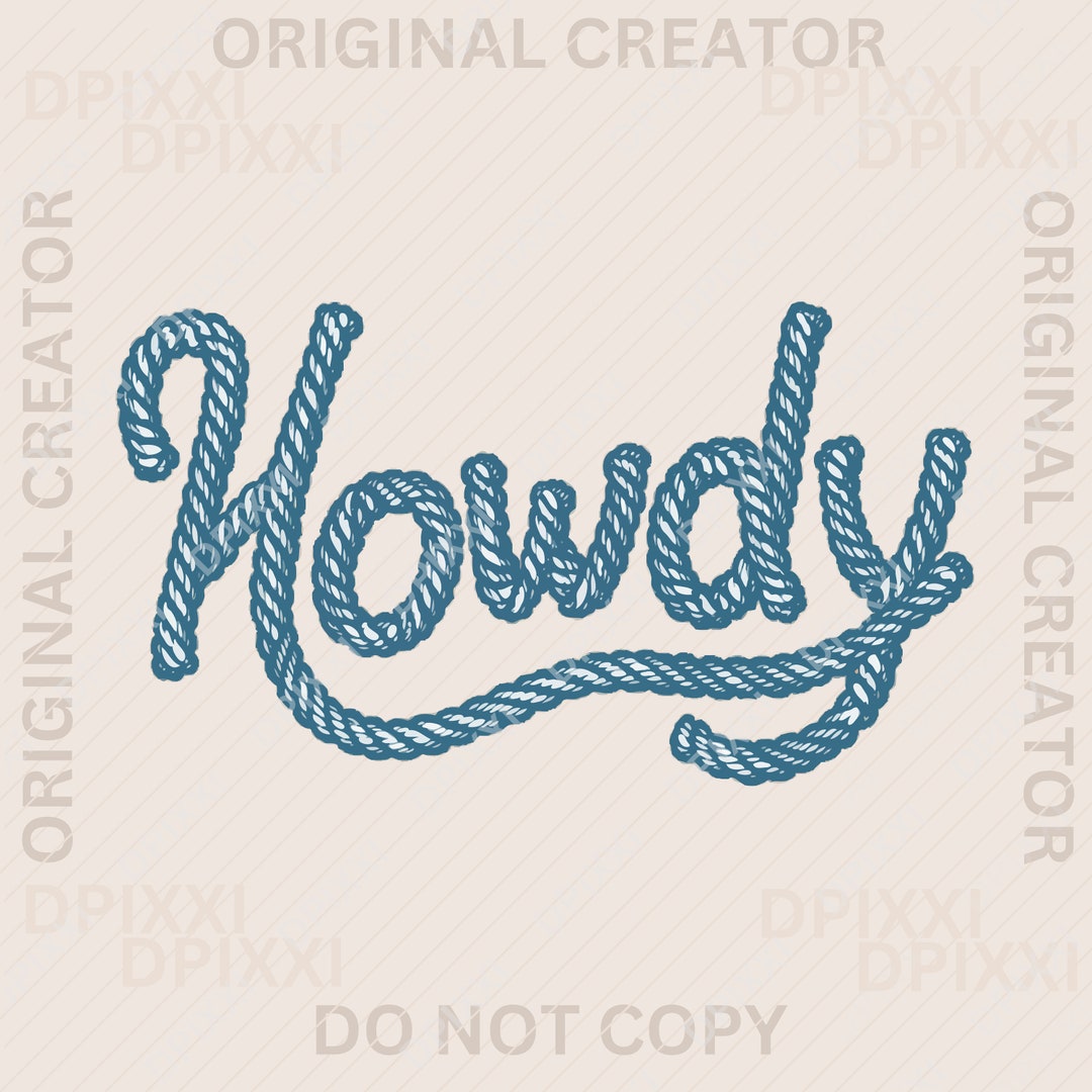 Howdy Blue Rope Png Svg * Retro Country Western Cowboy Phrase and ...
