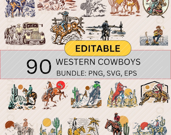 Cowboy Bundle PNG, Western PNG Bundle, Cowboy Sublimation Designs ...
