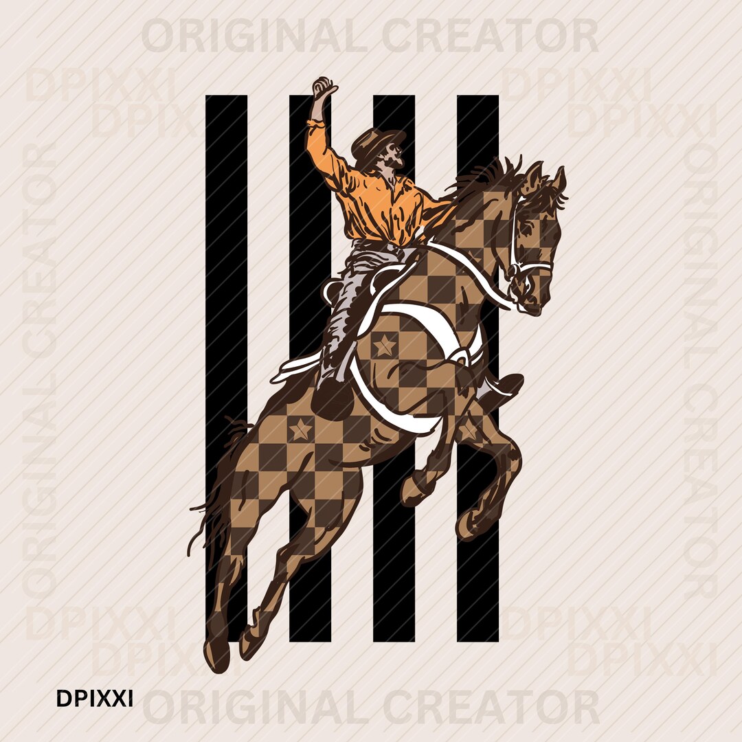 Chocolate Brown Checker Horse Cowboy PNG * Let's Ride Western Bucking ...
