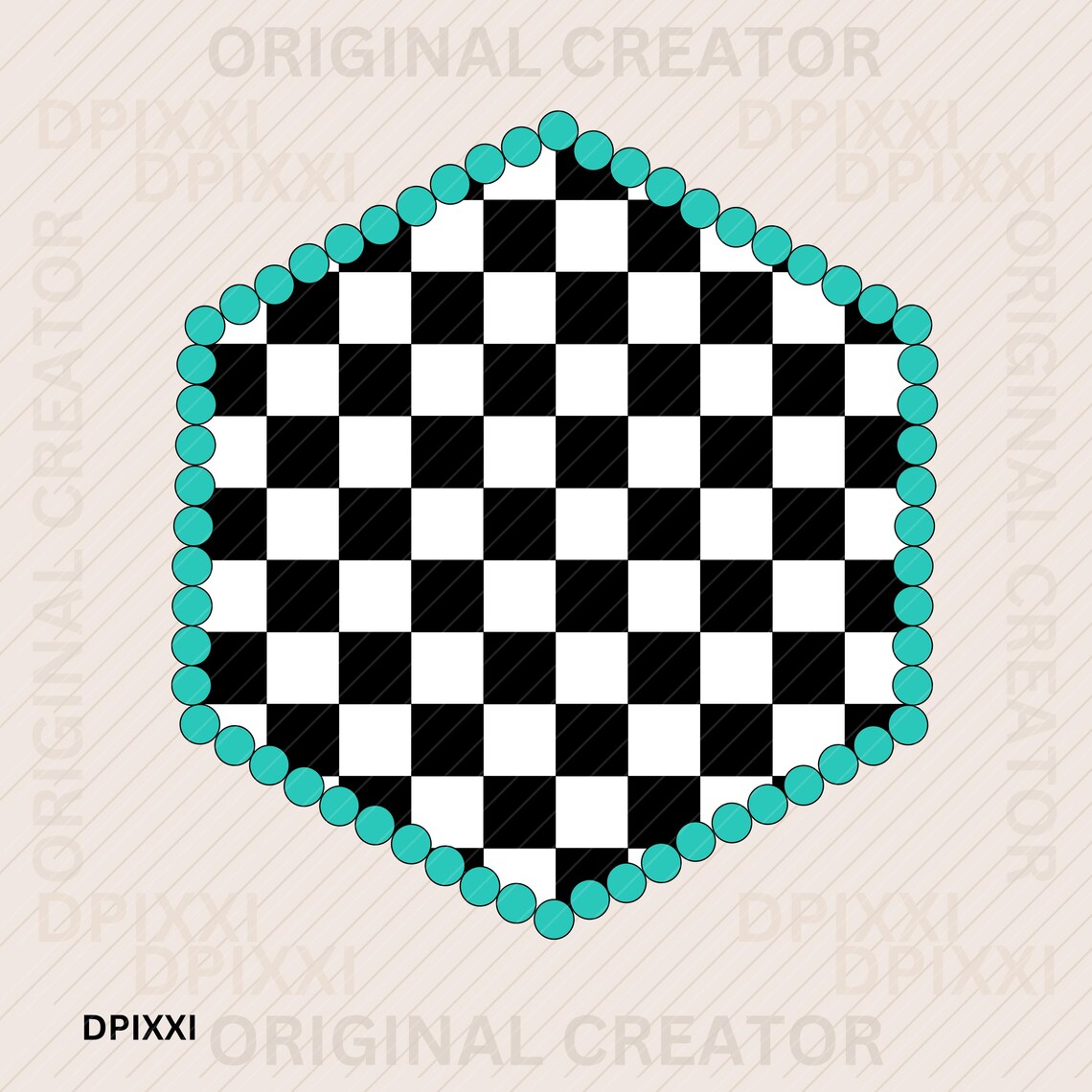 EDITABLE Turquoise Frame Hexagon Png, Svg * Checker Shape Digital ...