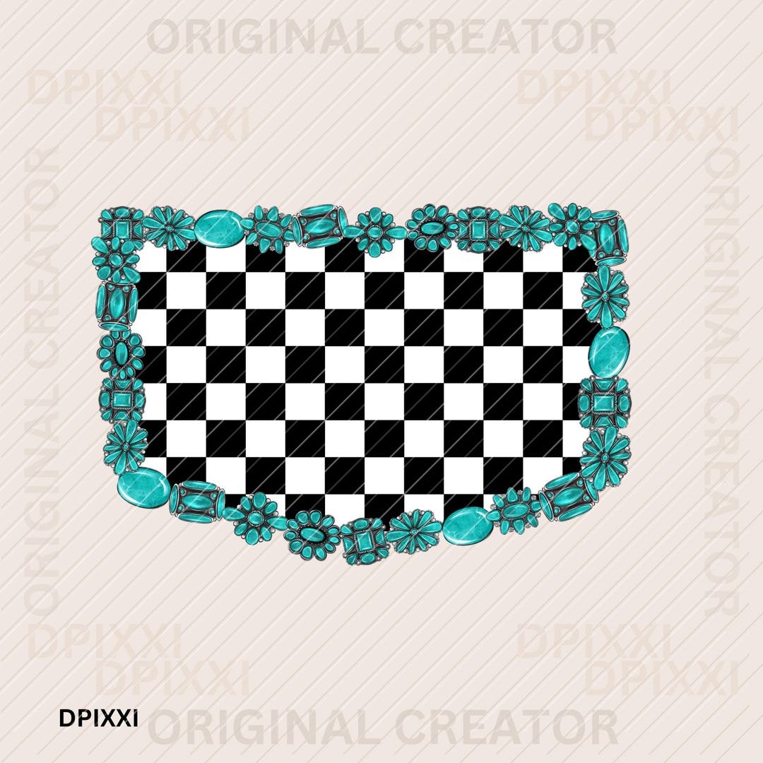 Turquoise Checker Shape PNG Digital Download Checkered Western Design ...