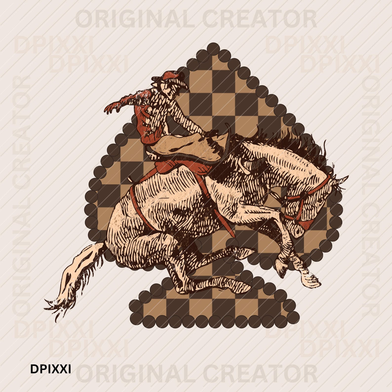 Retro Rodeo Western Png, Checkered Print Cowboy, Western PNG, Png File ...