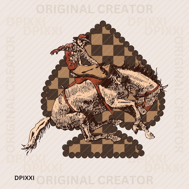 Retro Rodeo Western Png, Checkered Print Cowboy, Western PNG, Png File ...