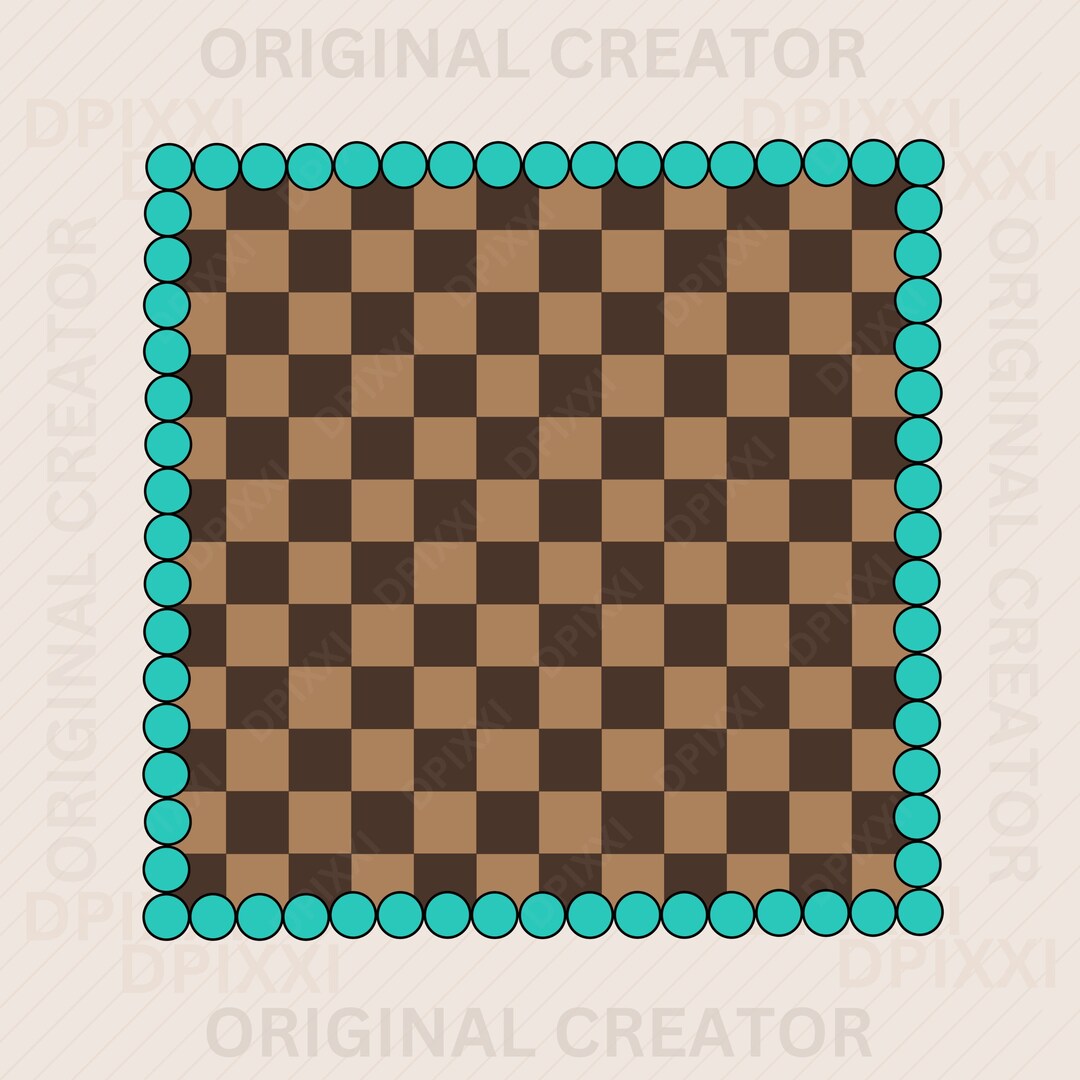 EDITABLE Square Checker Frame Png, Svg Brown Square Turquoise Frame ...