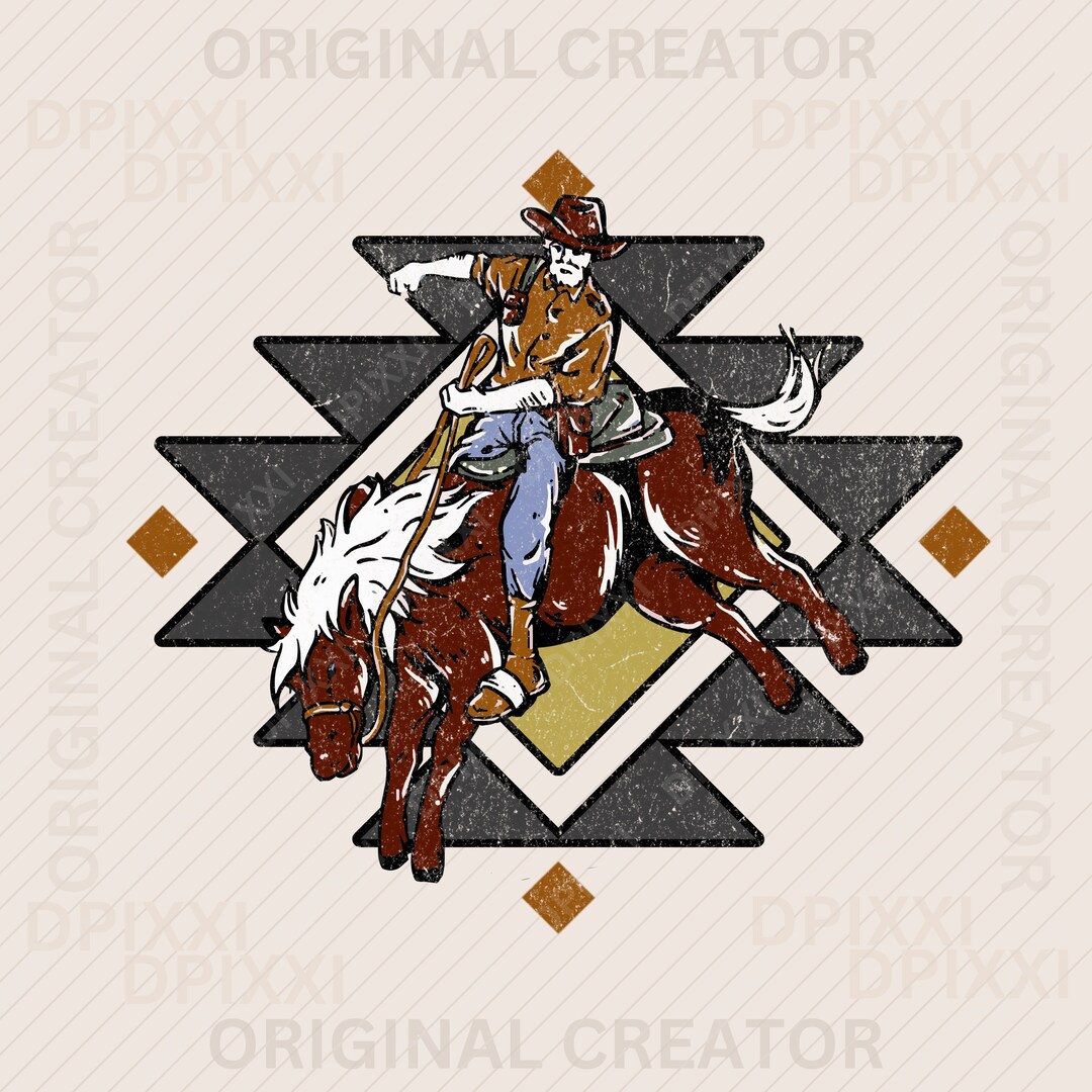 Cowboy Aztec PNG, Western PNG, Aztec PNG, Vintage Rodeo Sublimation ...