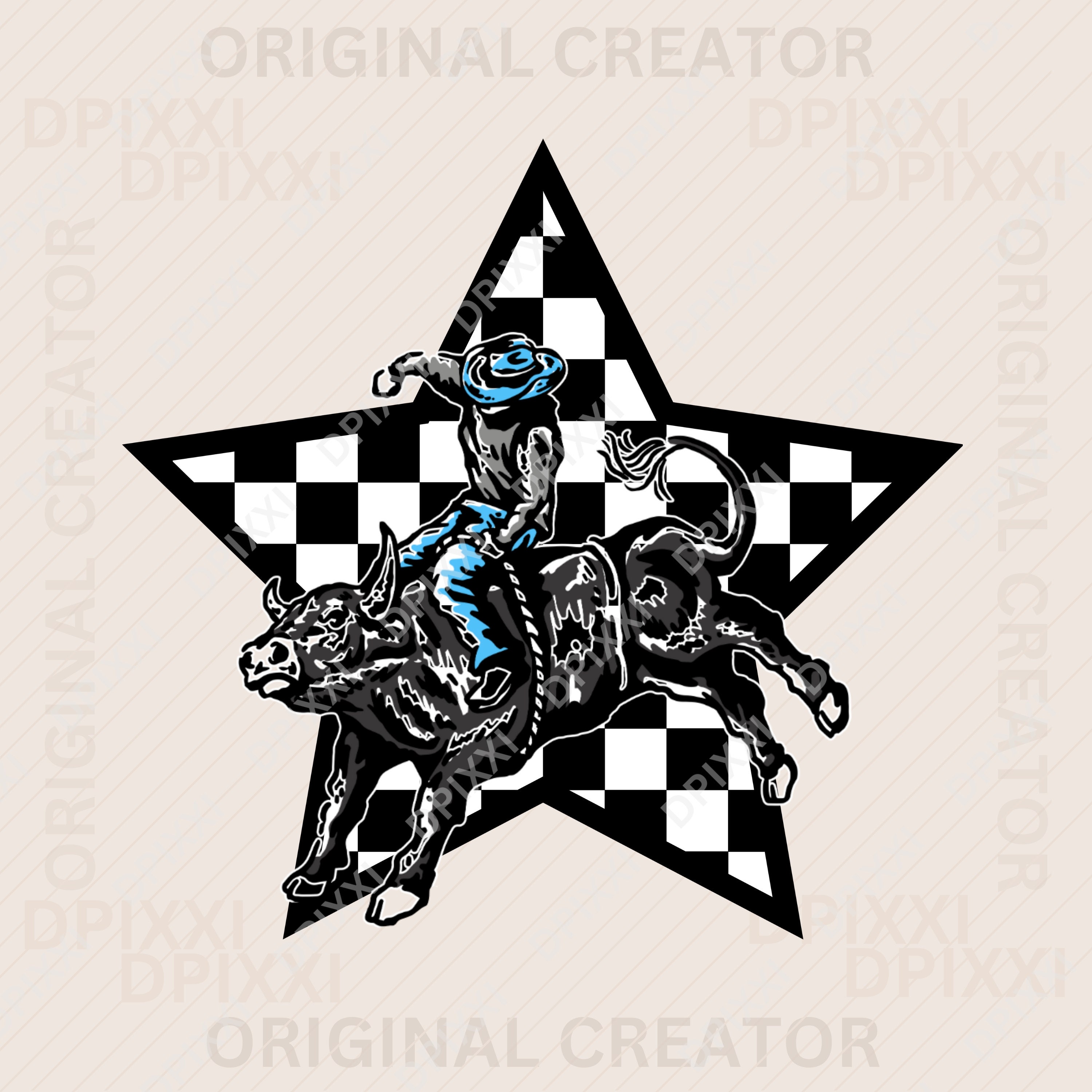 Be Bold Checker Star PNG * Western Png, Bucking Bull Png, Western ...