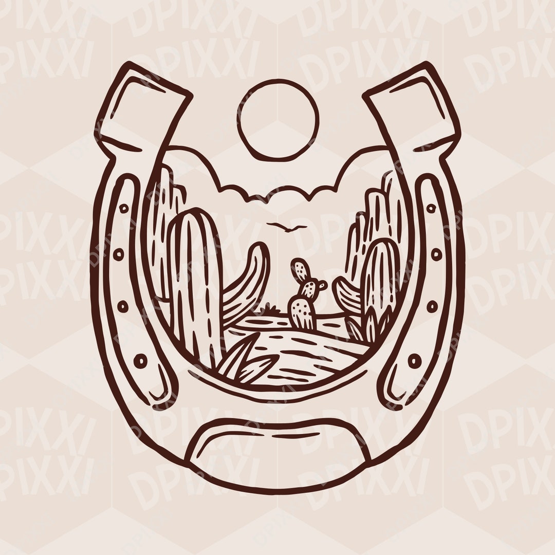 Sunrise Horse Shoe Rodeo PNG, Retro Cowboy Print, Retro Cowboy PNG ...