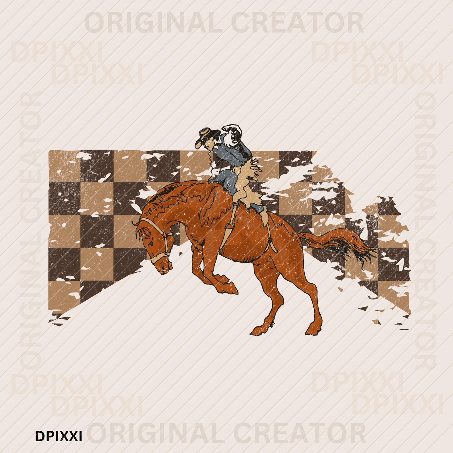 Checker Star Vintage Cowboy Rodeo Horse Png * Western Png, Bucking Bull ...