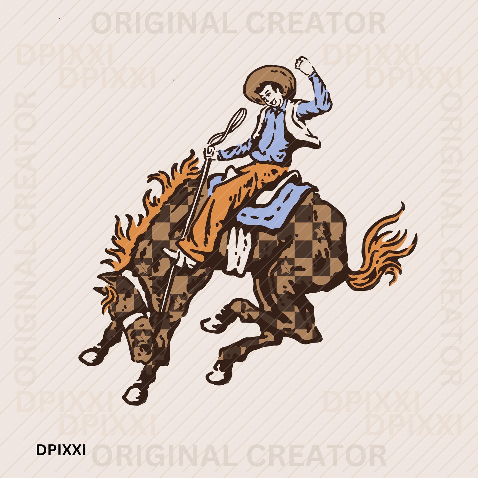 Asset Blue Checker Horse Cowboy PNG * Cowboy Riding a Bucking Horse ...