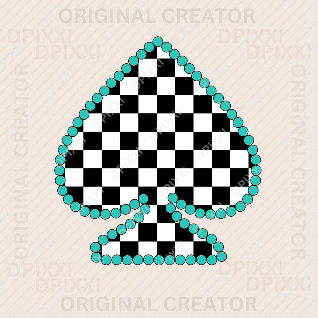 EDITABLE Spade Checker Frame Png, Svg * Spade Turquoise Frame, Frame ...