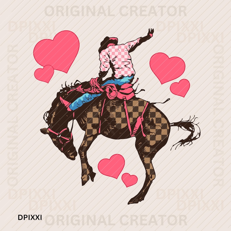 Pucker up Cowboy PNG * Checker Horse, Western Valentines, Retro ...