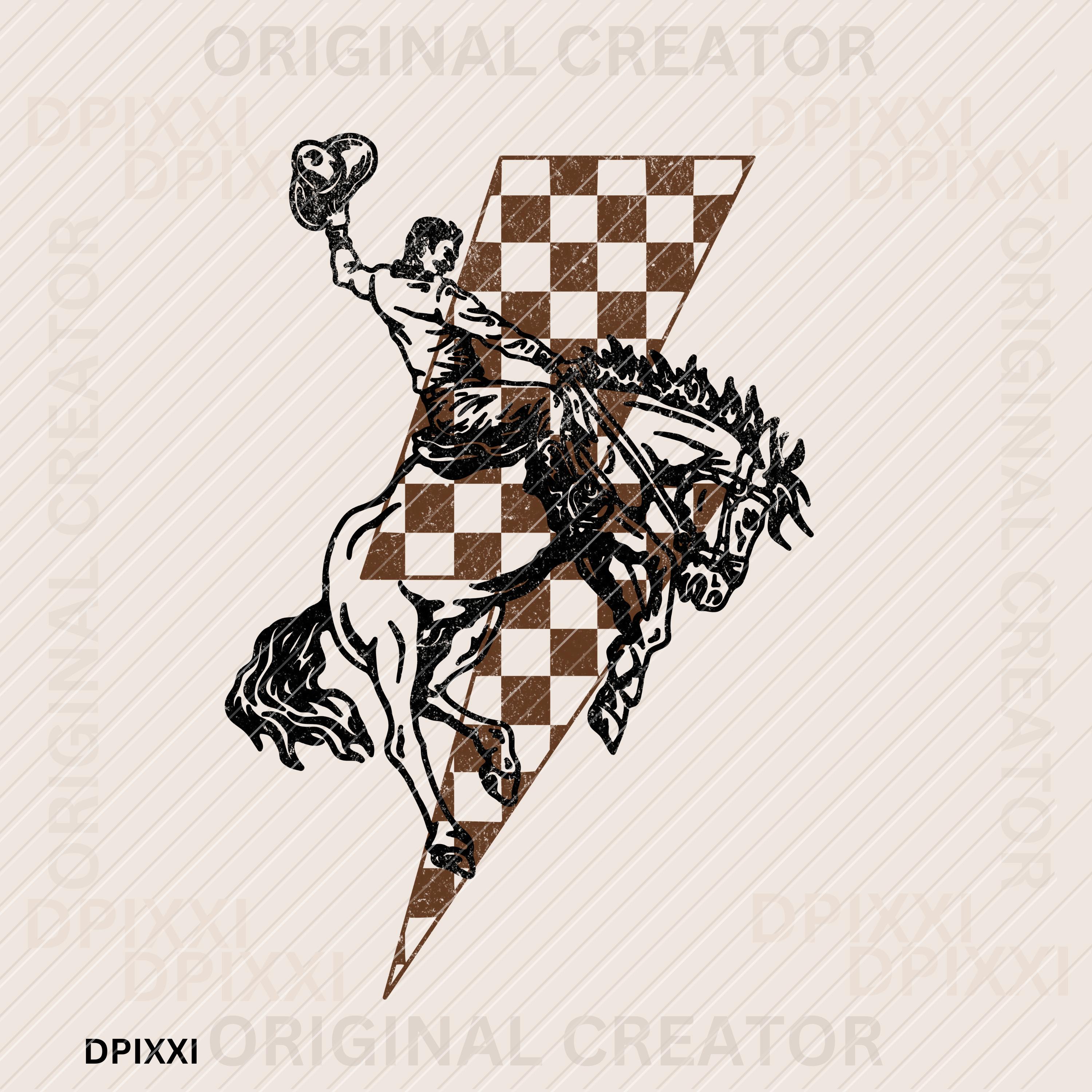 Thunder Cowboy PNG * Checkered Western Instant Digital Download ...