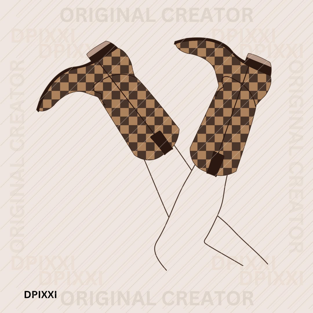 Checker Choclate Boots Cowgirl PNG, Coquette Brown Chinoiserie Cbecker ...