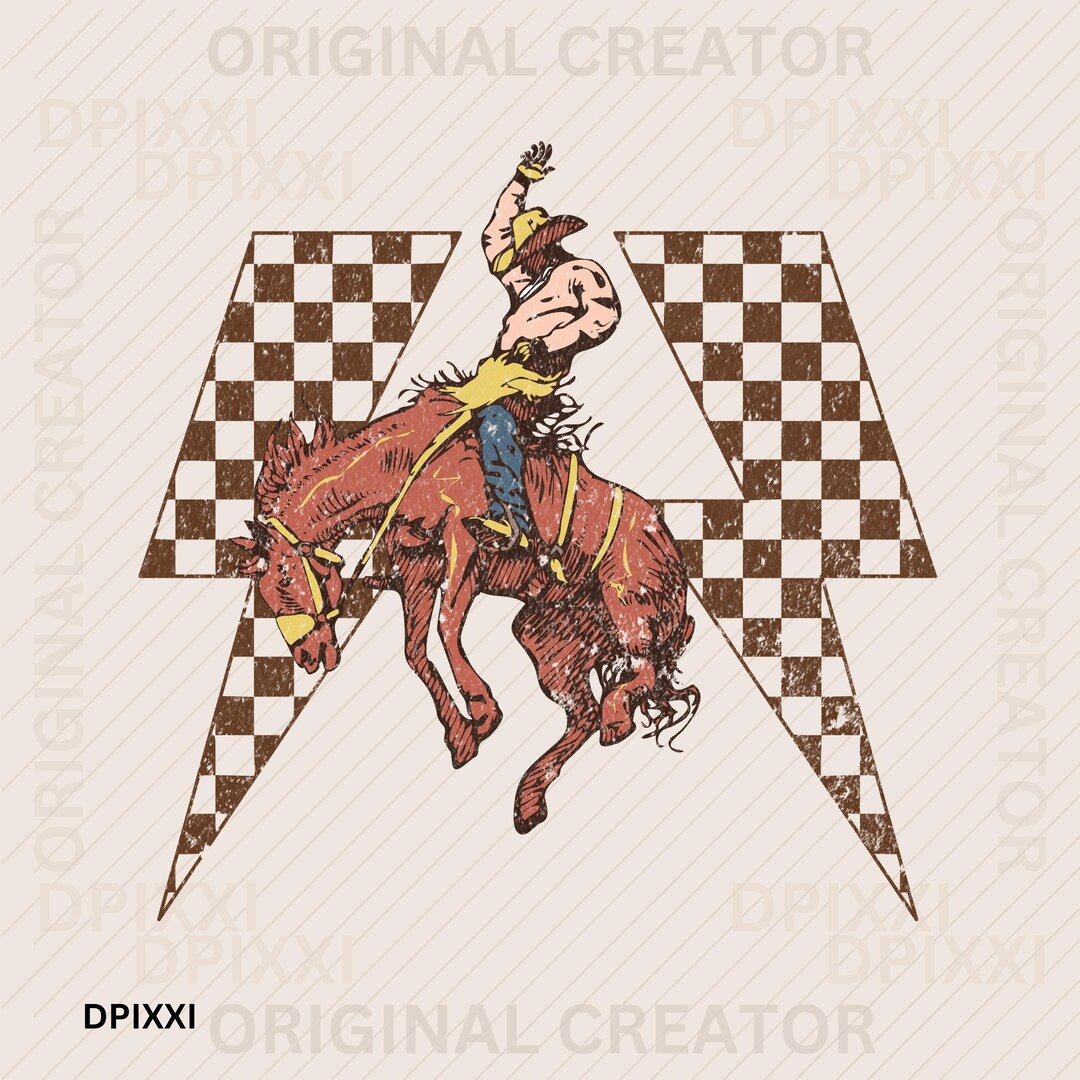 Two Checker Thunder Cowboy PNG Western Instant Digital Download Trendy ...