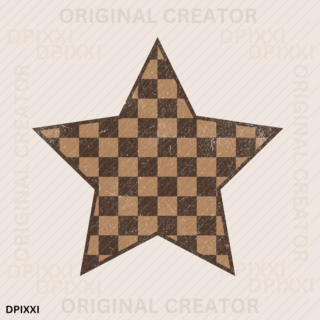 Distressed Chocolate Brown Star Checker Png #112 * Background Checkered Star, Checkered Patches ...