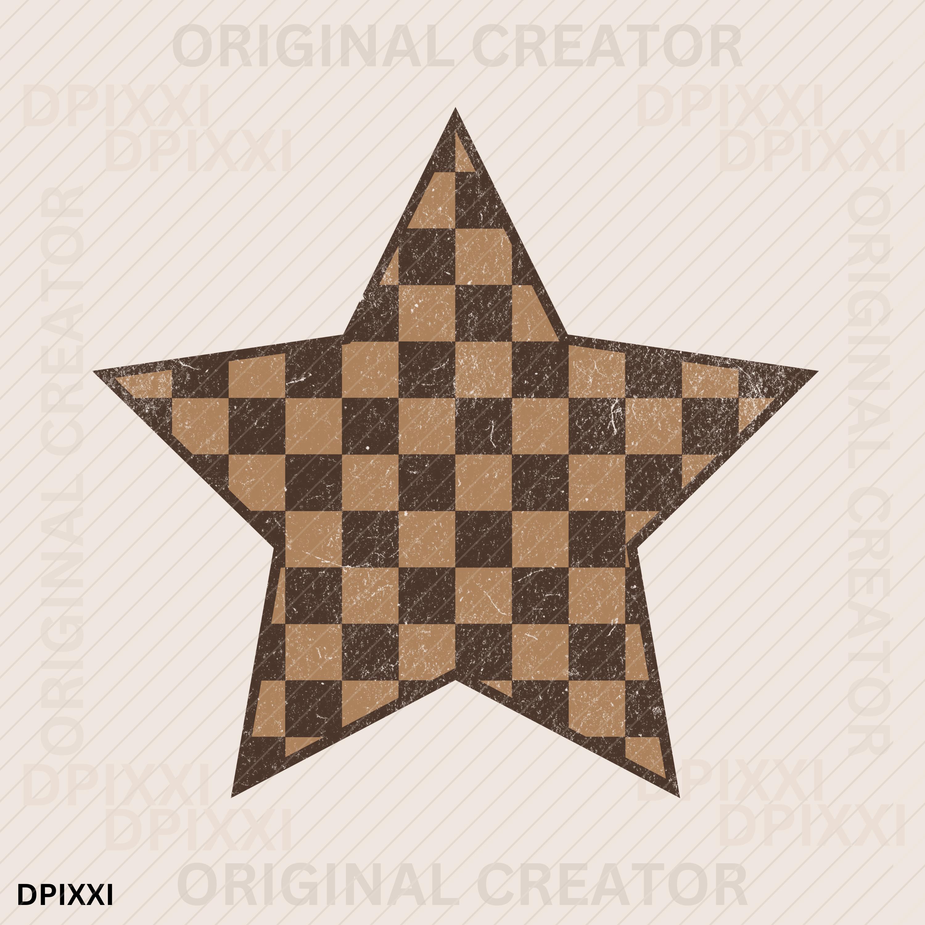 Distressed Chocolate Brown Star Checker Png #112 * Background Checkered ...