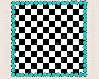 EDITABLE Rectangle Checker Frame Png, Svg * Turquoise Frame, Frame Art ...