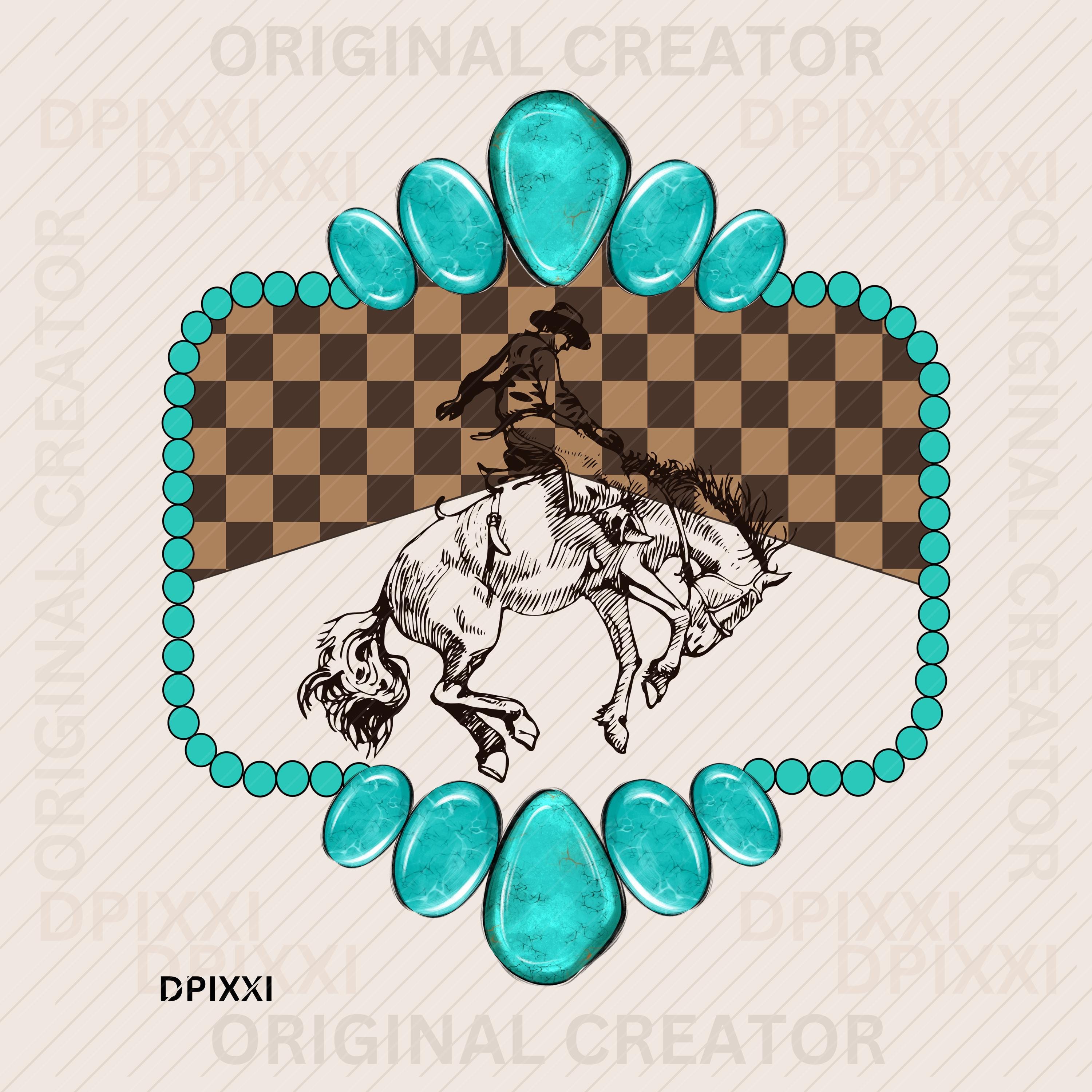 Mysterious Turquoise Cowboy Digital Art Png * Let's Ride Checker Horse ...