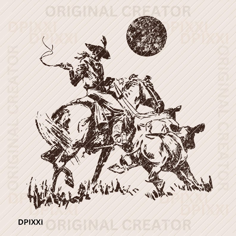 PNG, SVG Cowboy Lasso Cow * Western Png, Digital Download, Western ...