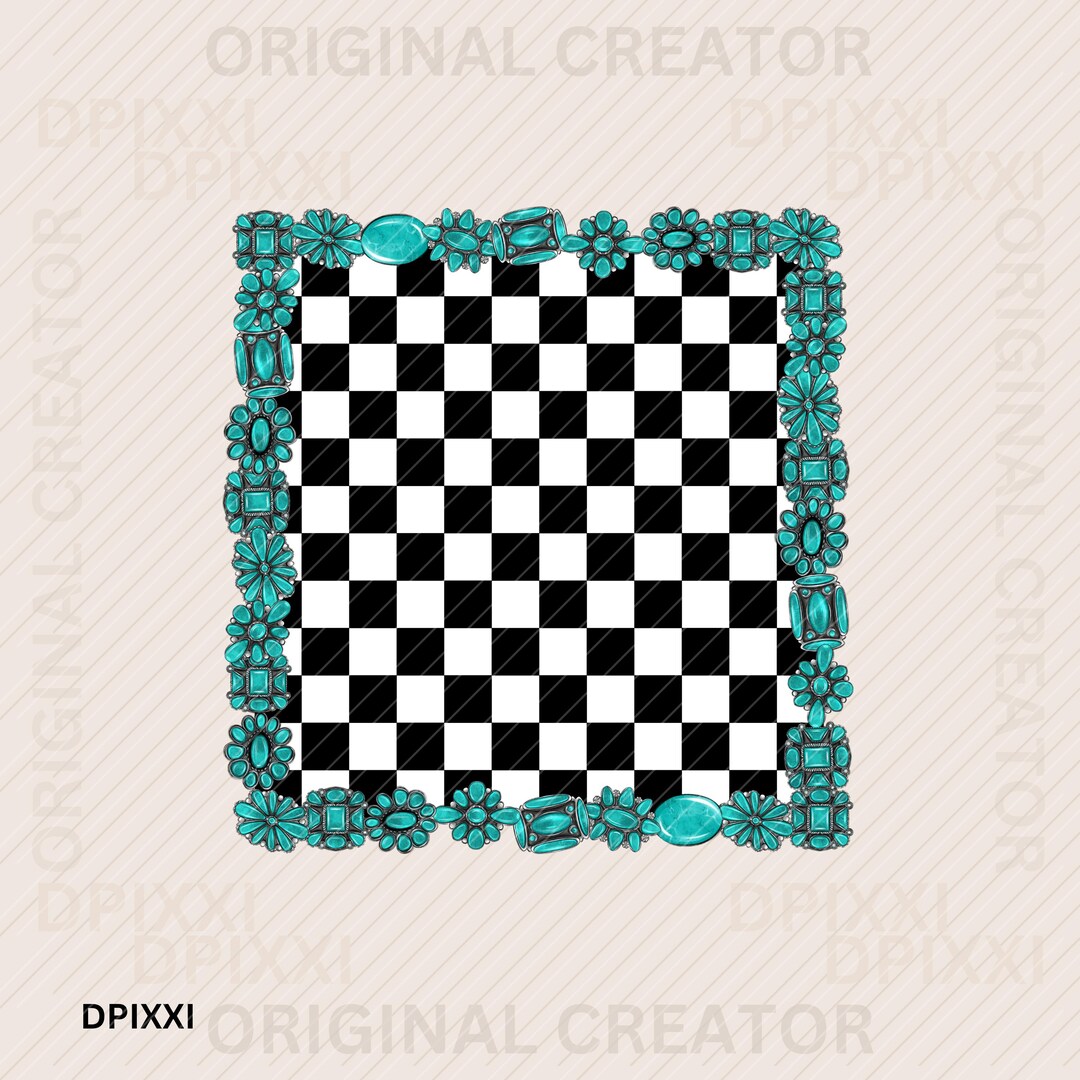 Png, Svg, 3 SETS EDITABLE #109 * Turquoise Square Checker Shape Digital ...