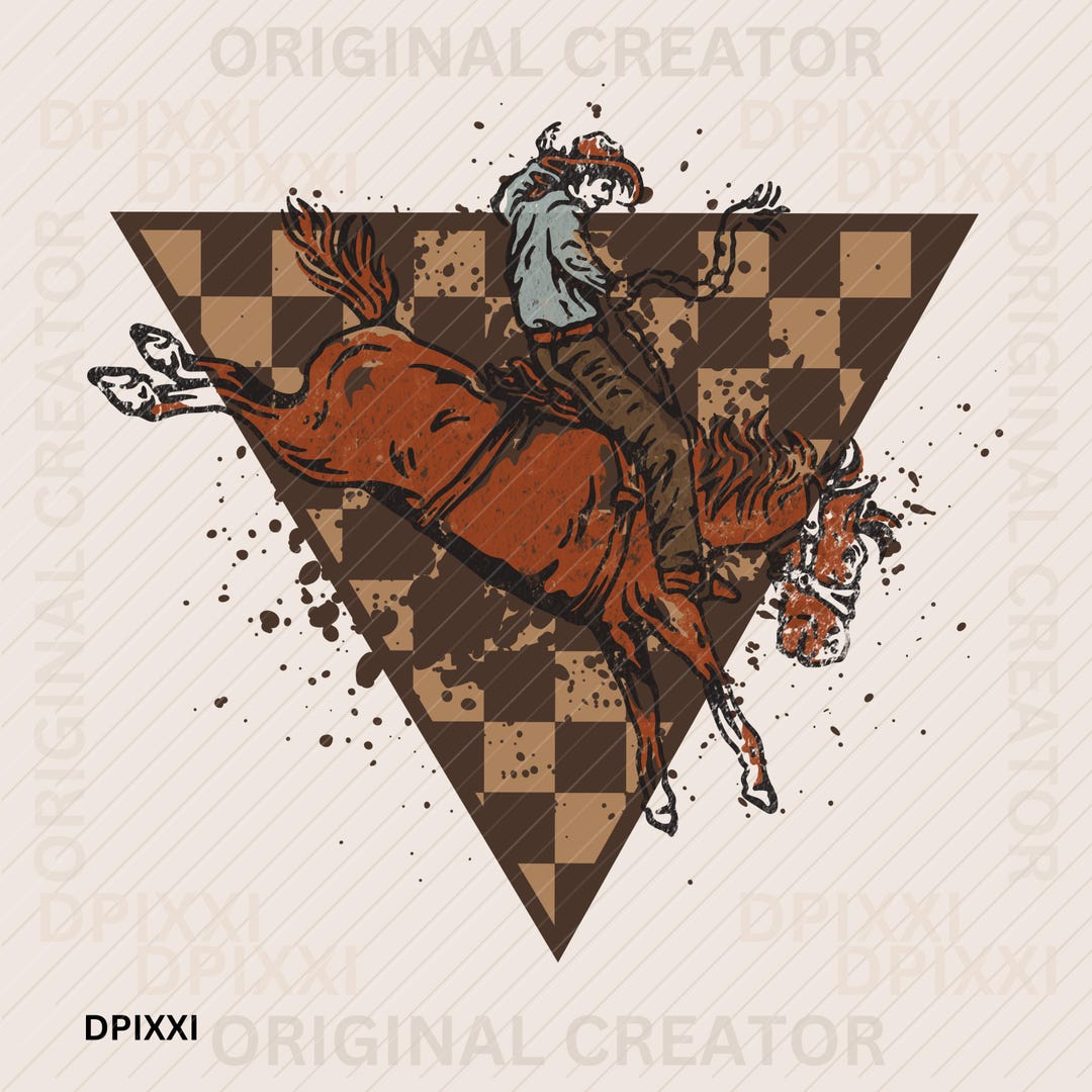 Mud Cowboy Triangle Checker PNG * Western Designs, Cowboy Png, Rodeo ...