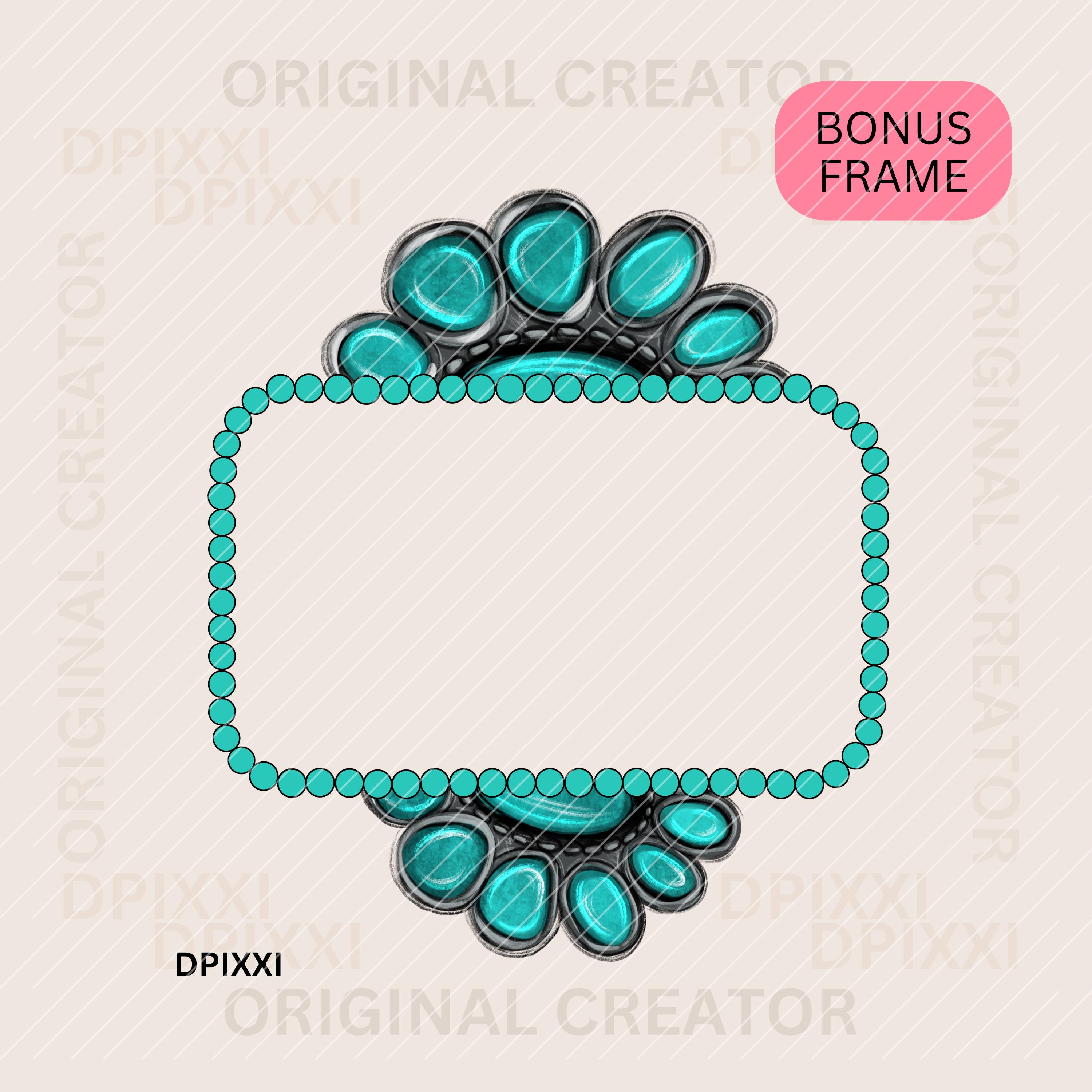 EDITABLE Bundle Turquoise Border Frame Png, Svg * Digital Art Shapes ...