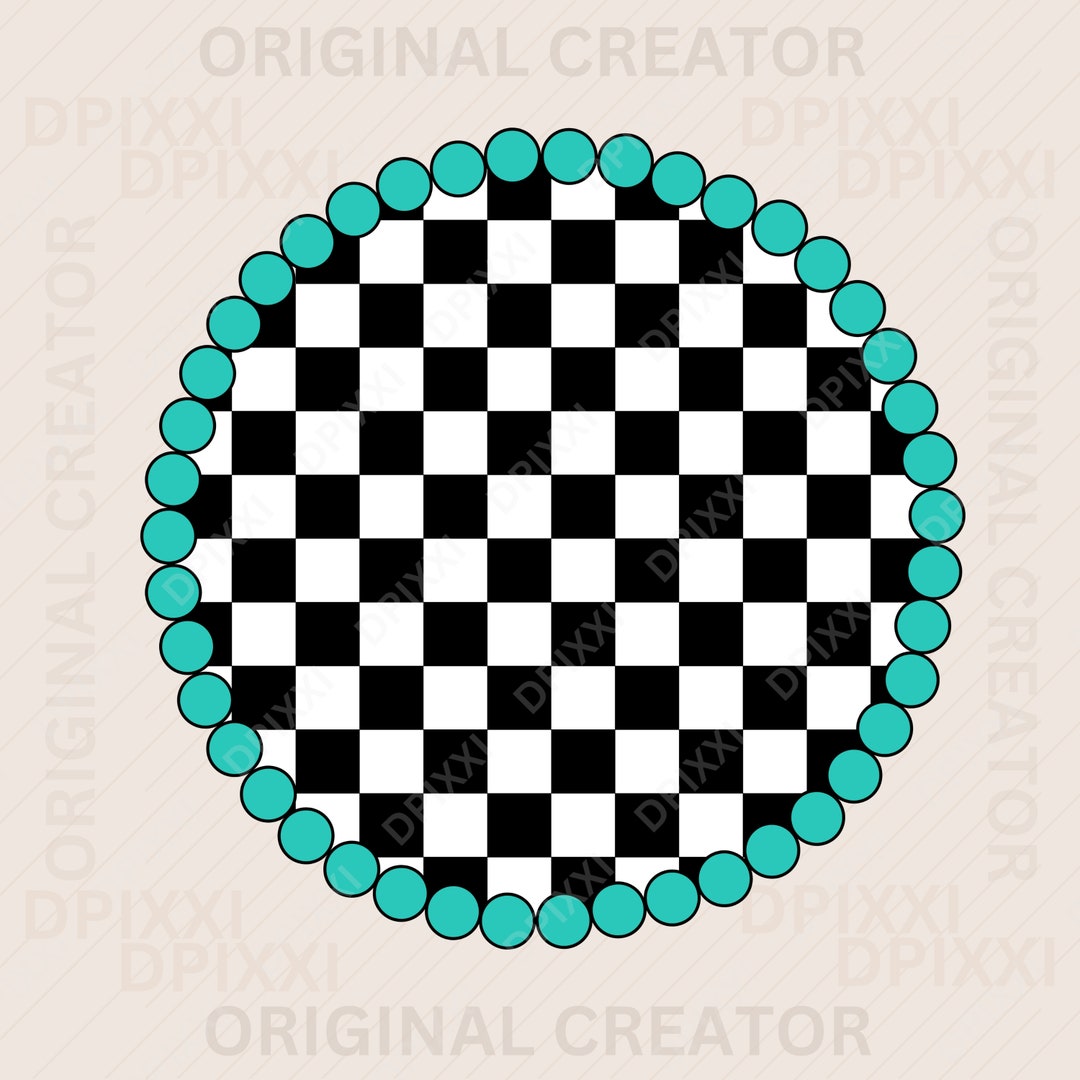 EDITABLE Circle Checker Frame Png, Svg * Circle Turquoise Frame, Frame ...
