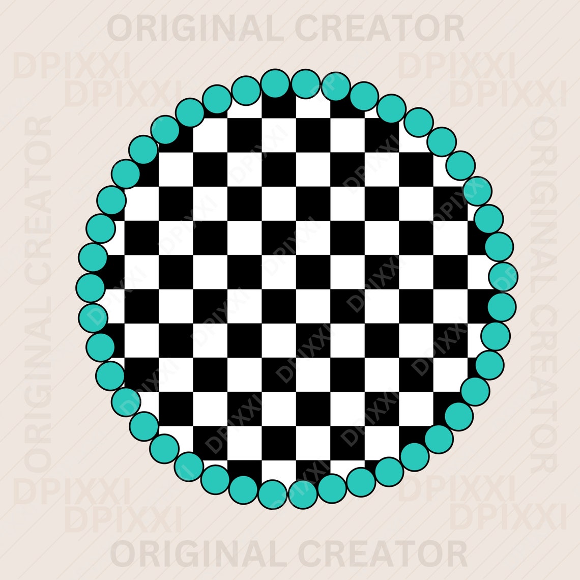 EDITABLE Circle Checker Frame Png, Svg * Circle Turquoise Frame, Frame ...