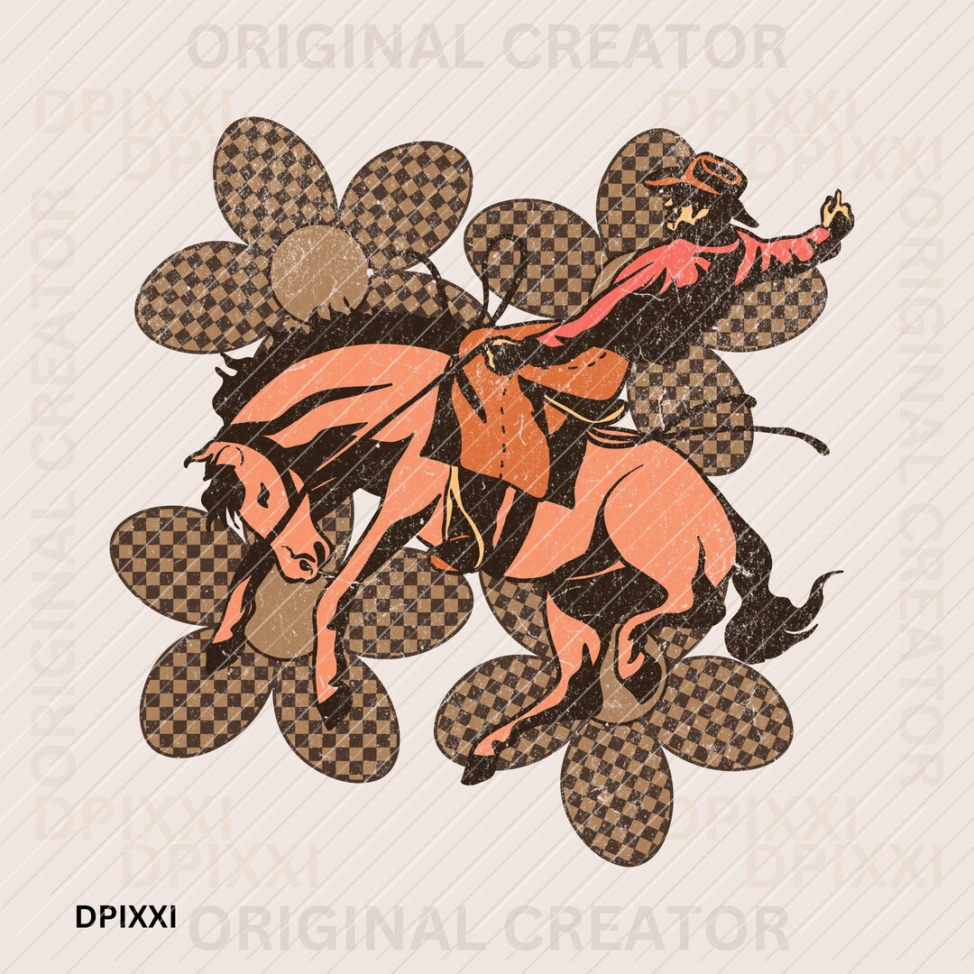 Checker Sunflower Cowboy PNG, Checkered Digital Design, Daisy ...